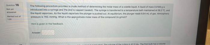 Solved The following procedure provides a crude method of | Chegg.com