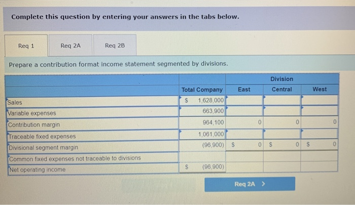 Solved Exercise 6-11 (Algo) Segmented Income Statement | Chegg.com