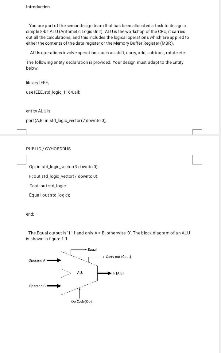 Introduction You are part of the senior design team | Chegg.com