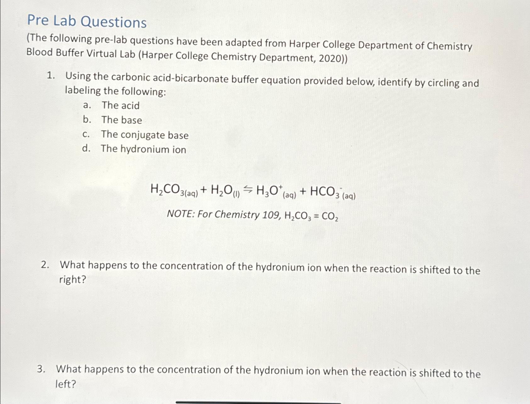 Solved Pre Lab Questions(The following pre-lab questions | Chegg.com
