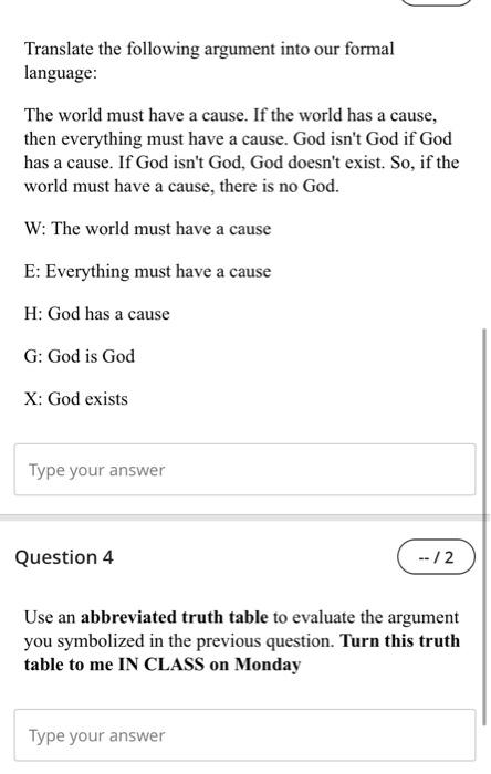 Translate the following argument into our formal | Chegg.com