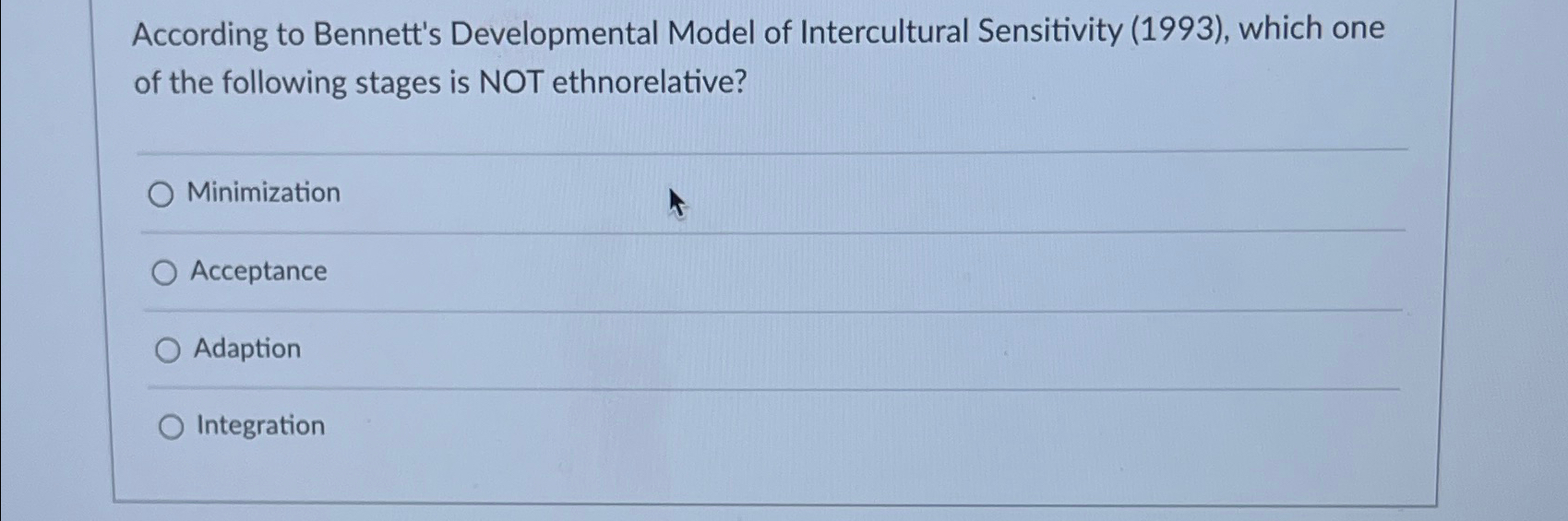 Solved According to Bennett's Developmental Model of | Chegg.com