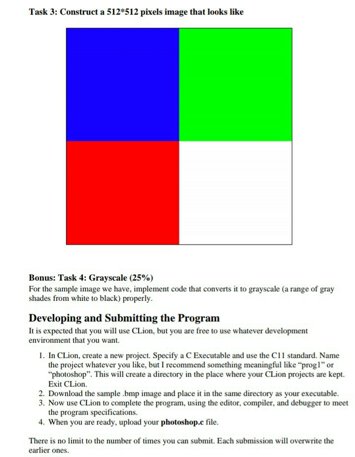 For this program, you will implement a BMP image | Chegg.com