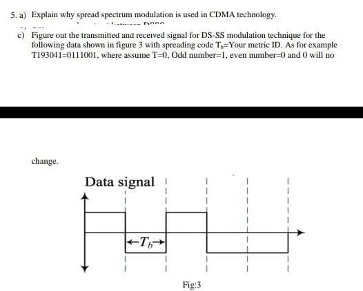 Solved NAAR 5. a) Explain why spread spectrum modulation is | Chegg.com