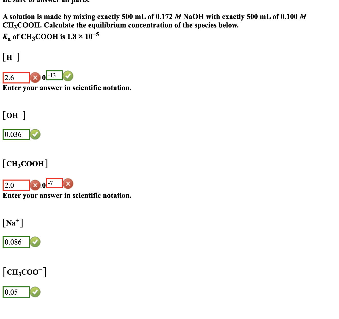 Solved A solution is made by mixing exactly 500 ﻿mL of 0.172 | Chegg.com