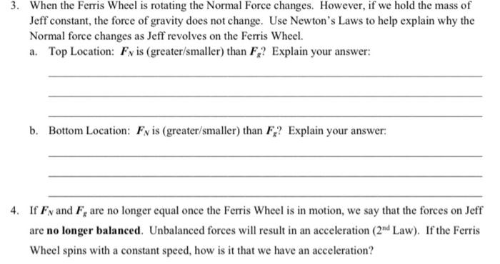 Solved Ferris Wheel Simulator Normal Force at Top: 430 N | Chegg.com