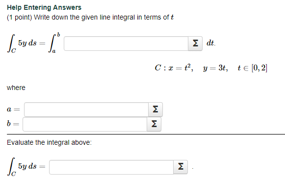 Solved Help Entering Answers(1 ﻿point) ﻿Write down the given | Chegg.com