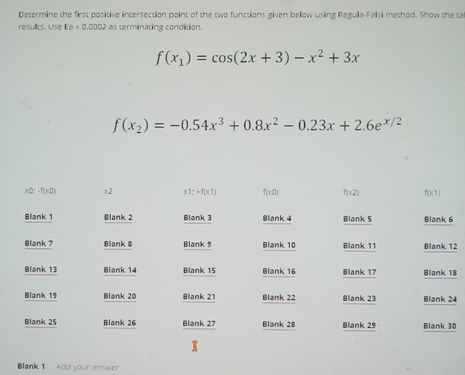 Solved Determine the firsc positive incersection point of | Chegg.com