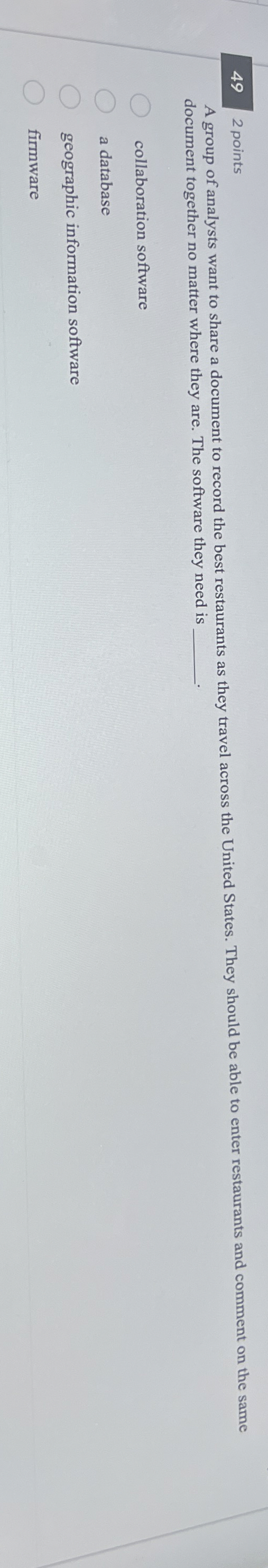 Solved 492 ﻿pointsA group of analysts want to share a | Chegg.com