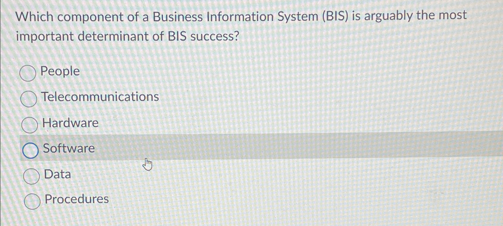 Solved Which component of a Business Information System | Chegg.com
