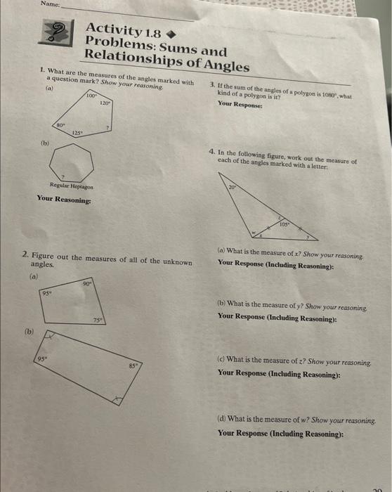 Solved Activity 1.8 Problems: Sums and Relationships of | Chegg.com