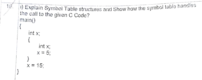 Solved Explain Symbol Table structures and Show how the | Chegg.com