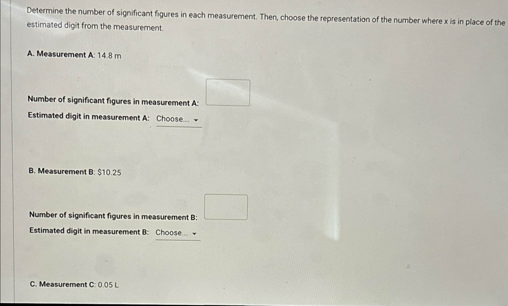 Solved Determine the number of significant figures in each | Chegg.com