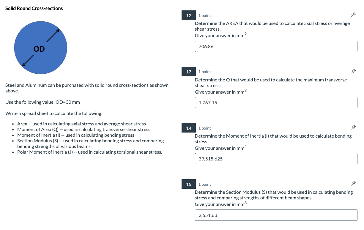 Solved Solid Round Cross-sections1 ﻿pointDetermine the AREA | Chegg.com