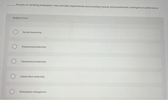 Solved focuses on clarifying employees" roles and task | Chegg.com