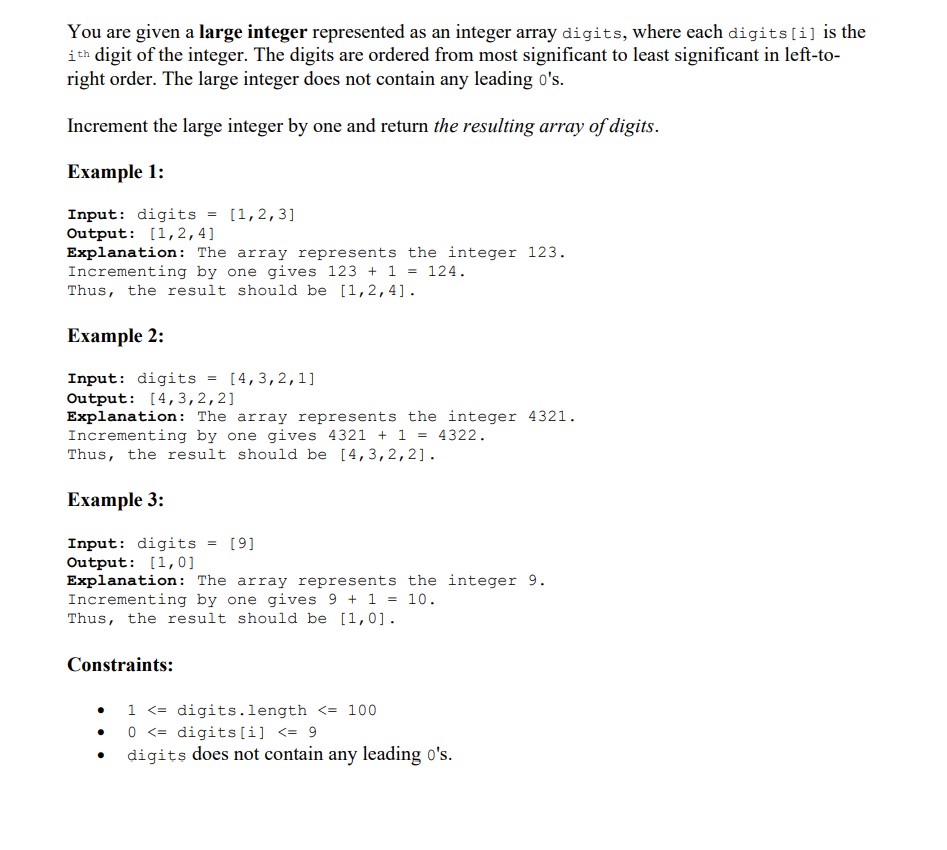You are given a large integer represented as an | Chegg.com