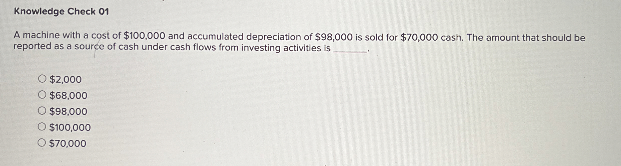 Solved Knowledge Check 01A machine with a cost of $100,000 | Chegg.com