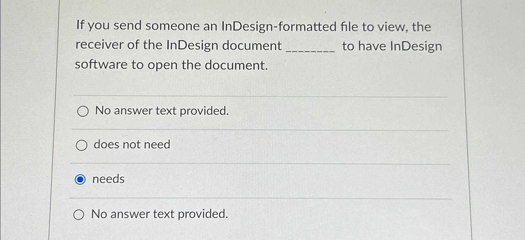 Solved If you send someone an InDesign-formatted file to | Chegg.com
