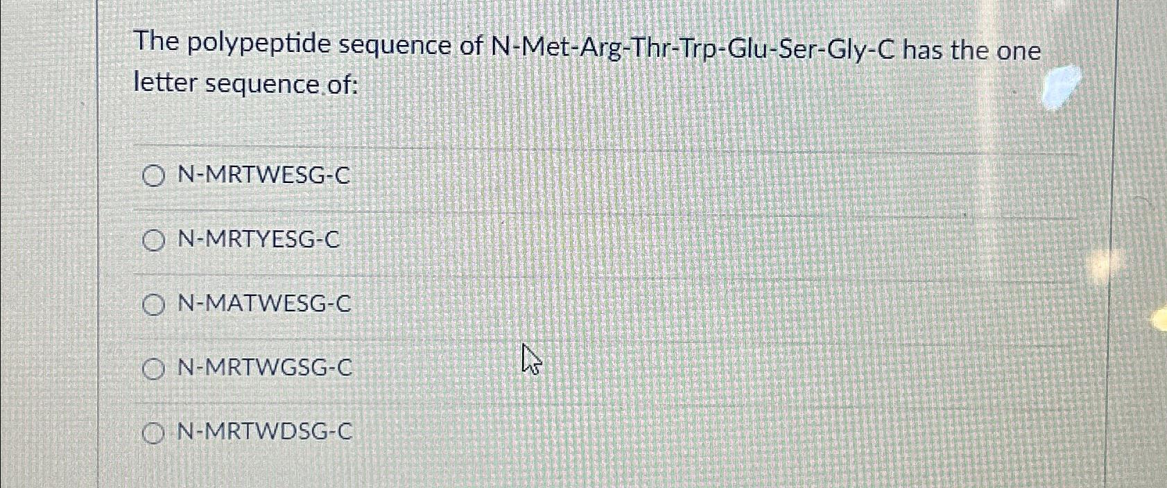 Solved The polypeptide sequence of | Chegg.com