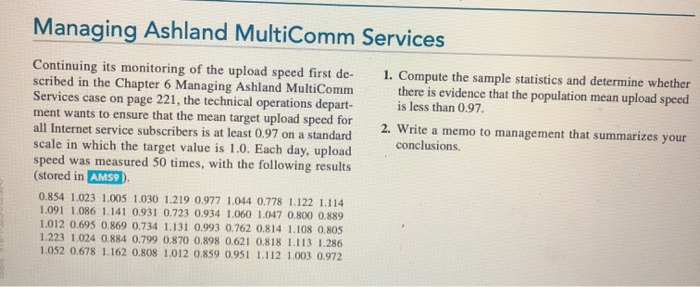 Solved Managing Ashland MultiComm Services 1. Compute the | Chegg.com
