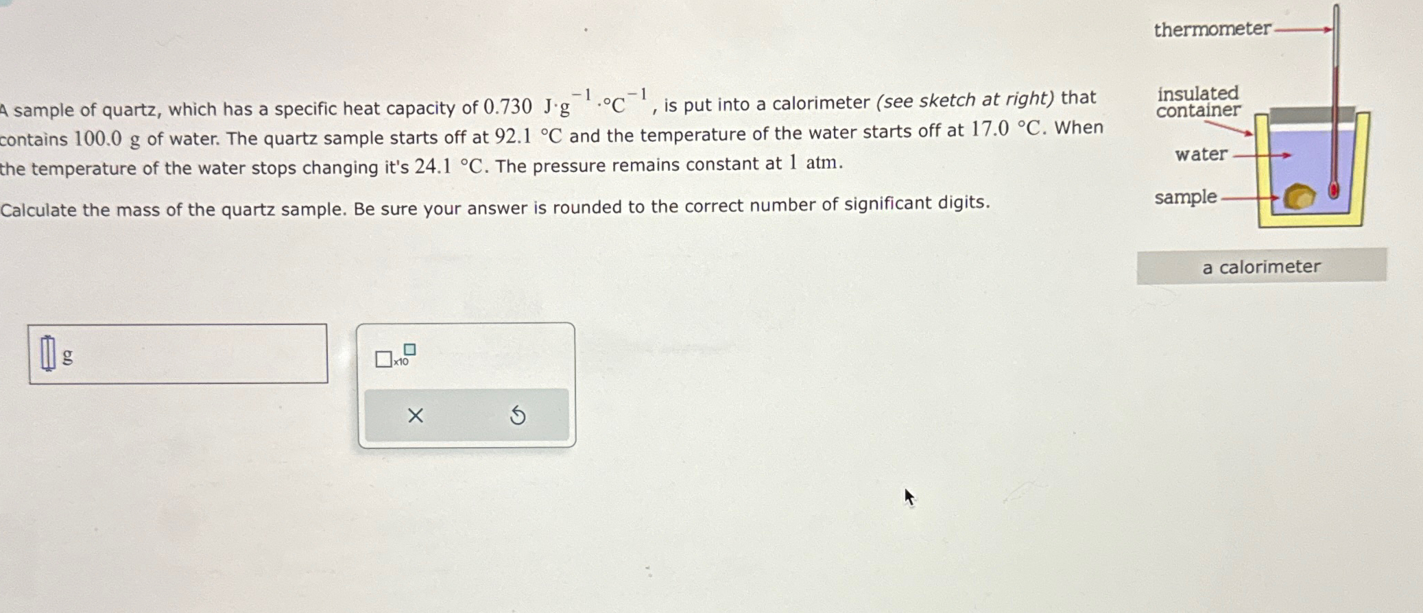 Solved A sample of quartz, which has a specific heat | Chegg.com
