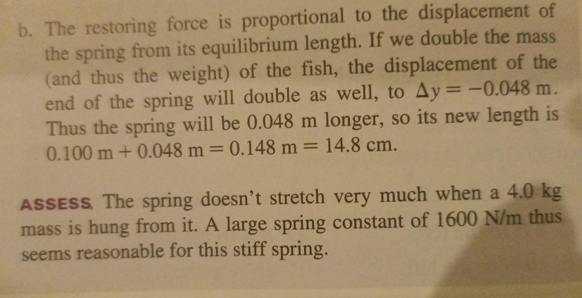 Solved b. The restoring force is proportional to the | Chegg.com