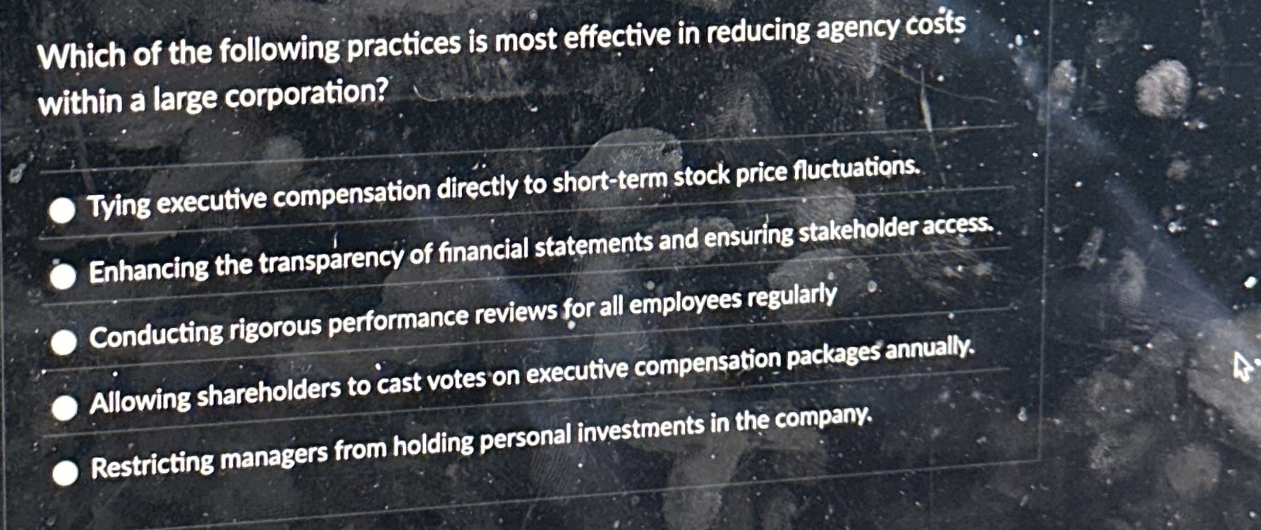 Solved Which of the following practices is most effective in | Chegg.com