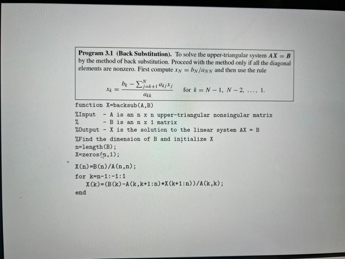 Solved Program 3.2 (Upper Triangularization Followed by Back | Chegg.com
