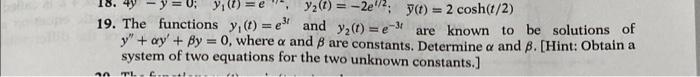 Solved 9. The functions y1(t)=e3t and y2(t)=e−3t are known | Chegg.com