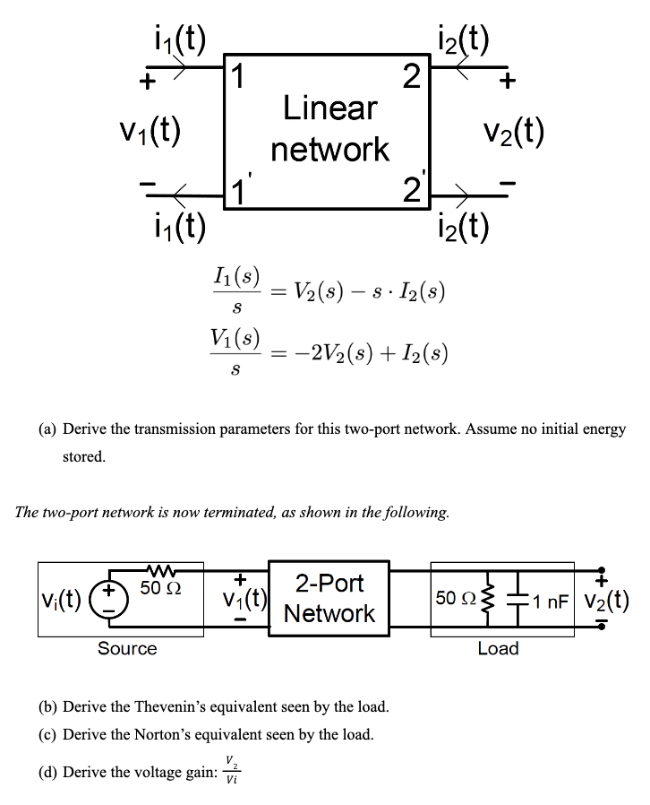 Solved I1(s)s=V2(s)-s*I2(s)V1(s)s=-2V2(s)+I2(s)(a) ﻿Derive | Chegg.com