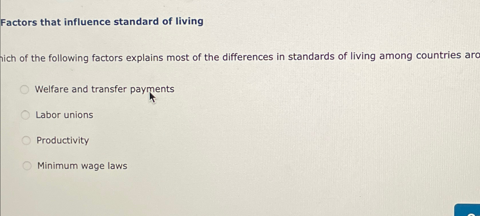 Solved Which of the Factors that influence standard of | Chegg.com