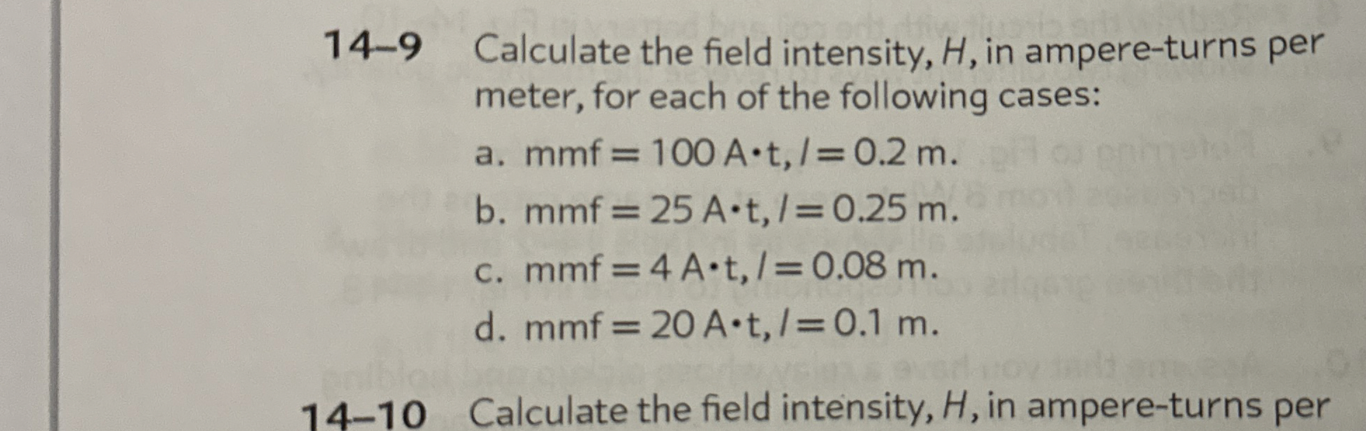 Solved 14-9 ﻿Calculate the field intensity, H, ﻿in | Chegg.com