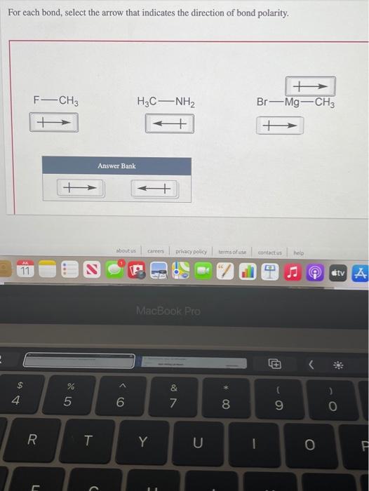 Solved For each bond, select the arrow that indicates the | Chegg.com