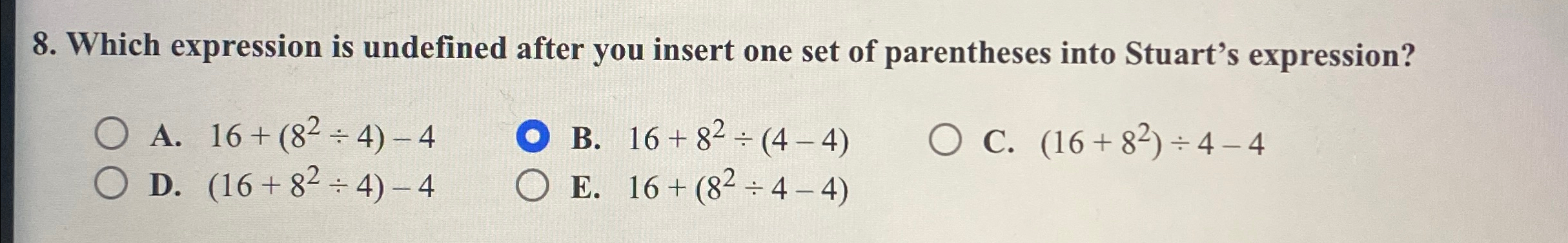 Solved Which expression is undefined after you insert one | Chegg.com
