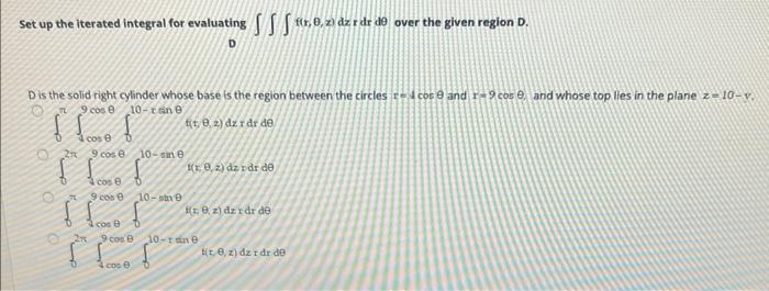 Solved Set up the iterated integral for evaluating | Chegg.com