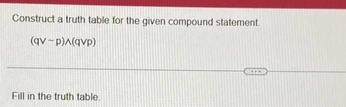 Solved Construct a truth table for the given compound | Chegg.com