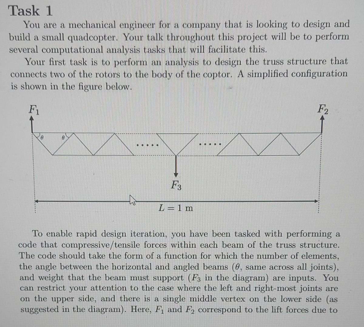 Solved Task 1 You are a mechanical engineer for a company | Chegg.com