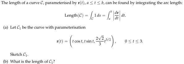 Solved The length of a curve C, ﻿parameterised by | Chegg.com