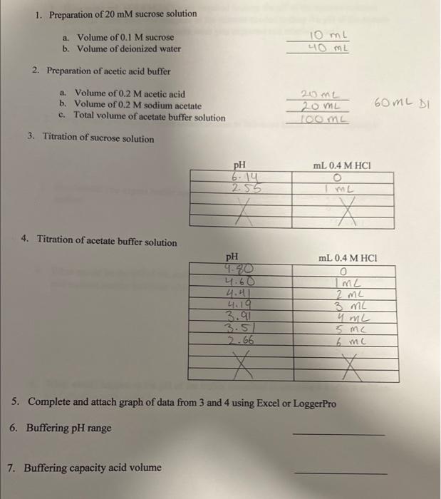 1. Preparation of 20mM sucrose solution a. Volume of | Chegg.com