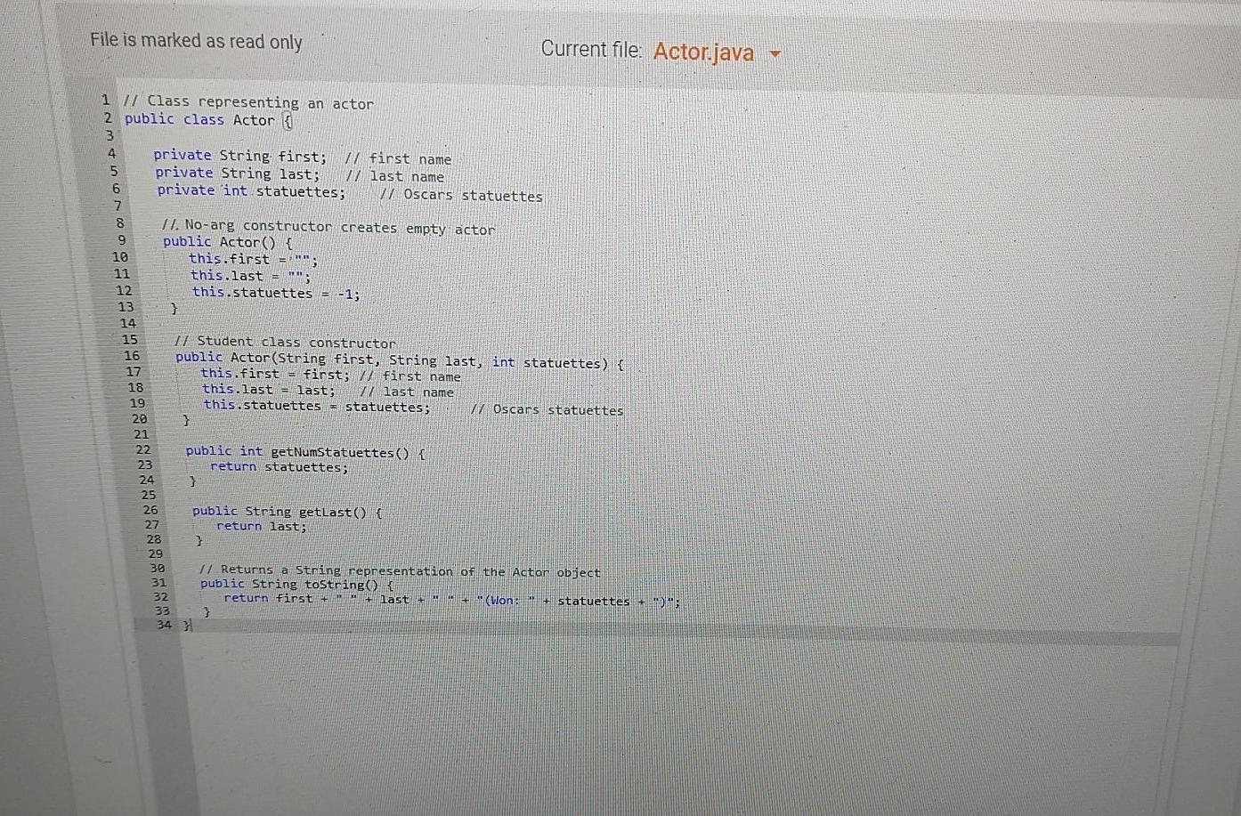 Solved Complete the Oscars class by implementing the | Chegg.com