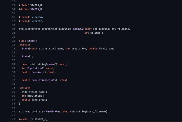 Solved State Class The purpose of this exercise is for you | Chegg.com