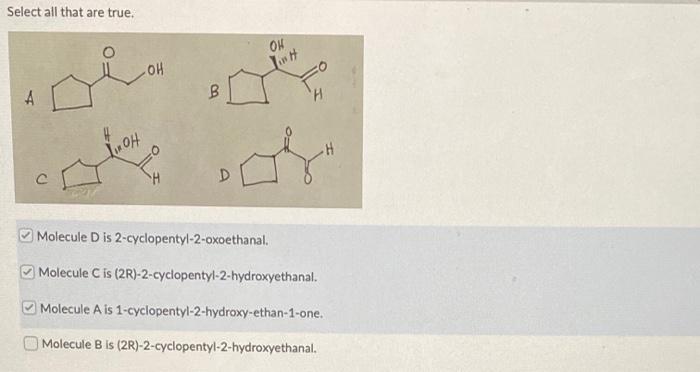 Solved Select all that are true. OH он TH B H LOH H D | Chegg.com