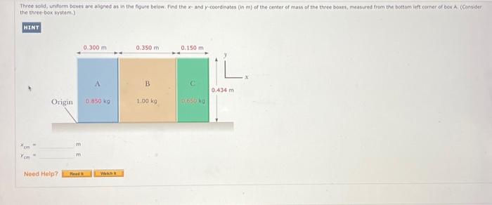 Solved Three solid, uniform boxes are aligned as in the | Chegg.com
