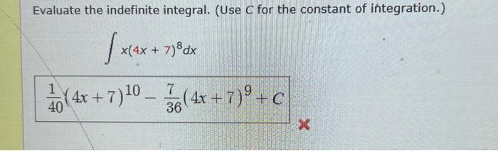 [Solved]: using U substitution Evaluate the indefinite integ