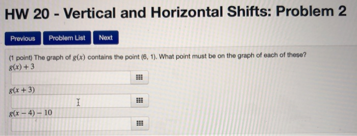Solved HW 20 - Vertical and Horizontal Shifts: Problem 2 | Chegg.com