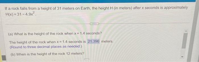 [Solved]: could use some help thank you If a rock falls from