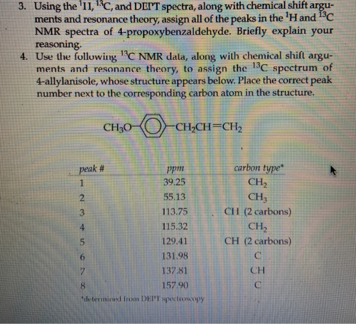 Solved 3. Using the '11, 1C, and DEPT spectra, along with | Chegg.com
