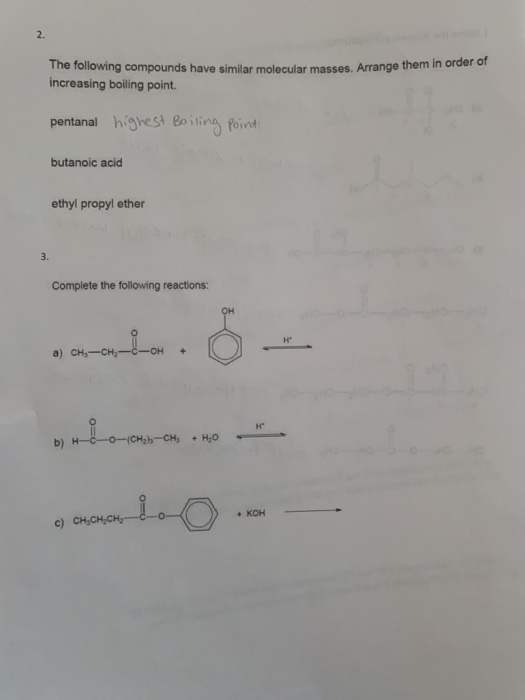 Solved 2. The following compounds have similar molecular | Chegg.com