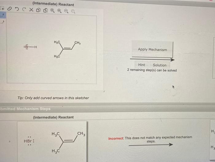 Solved (Intermediate) Reactant Eronc to HC CH B-H ME Apply | Chegg.com