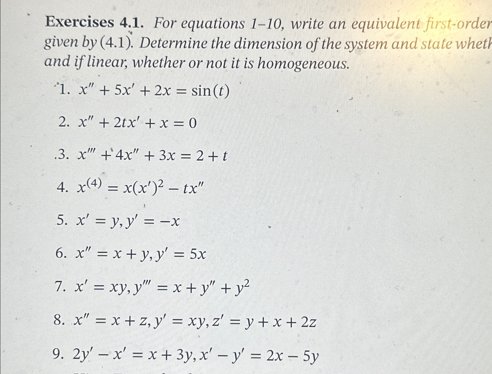 Solved Exercises 4.1. ﻿For equations 1-10, ﻿write an | Chegg.com
